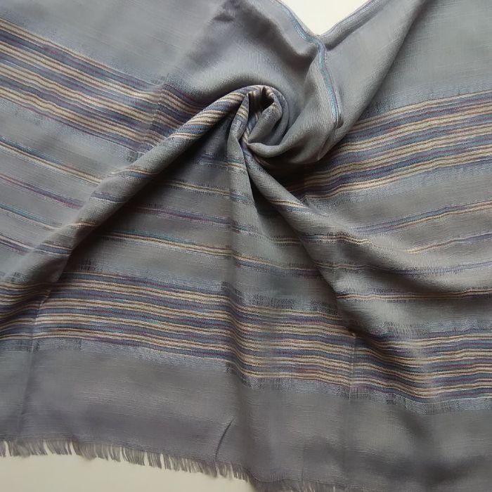 Turkish Cotton Stole with Striped Border Grey Cotton Stoles Online in ...